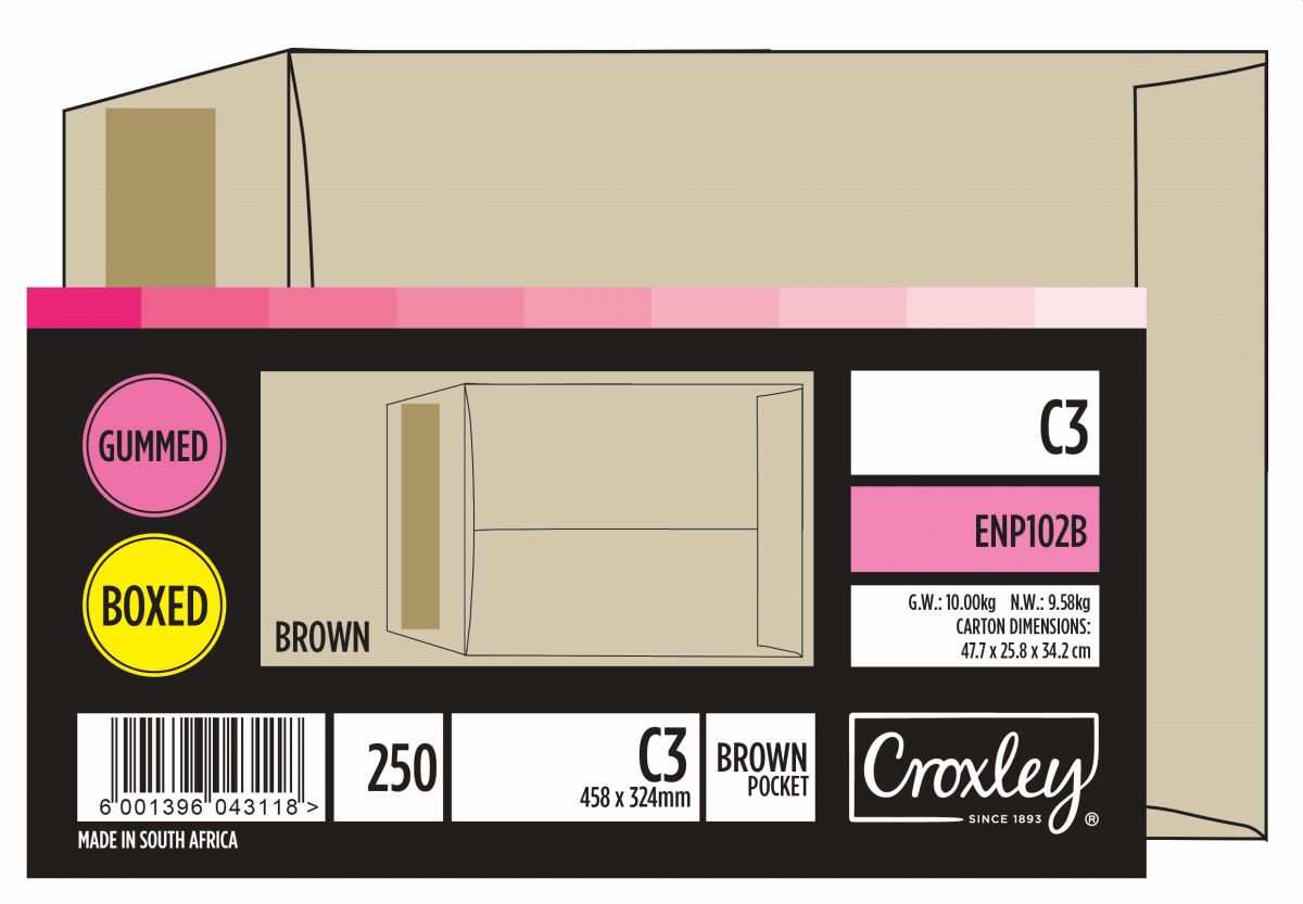 CROXLEY JD102B C3 Brown Gummed Envelopes - Unbanded | Croxley SA